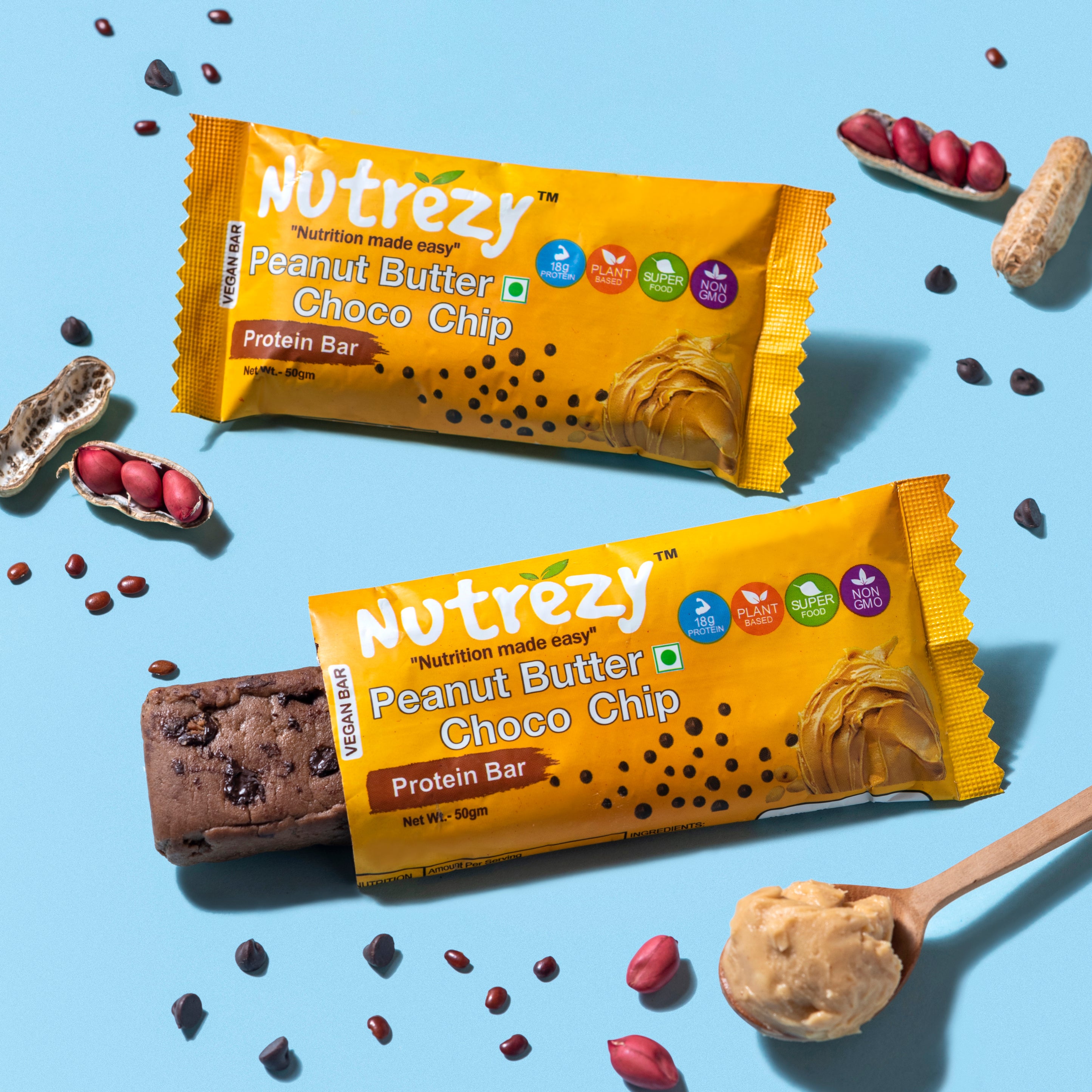 High Protein Peanut Butter Choco chip Bar 50gms – nutrezybars